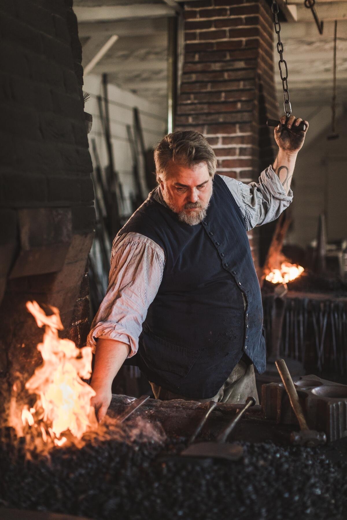 Lighting the Forge - Colonial Williamsburg