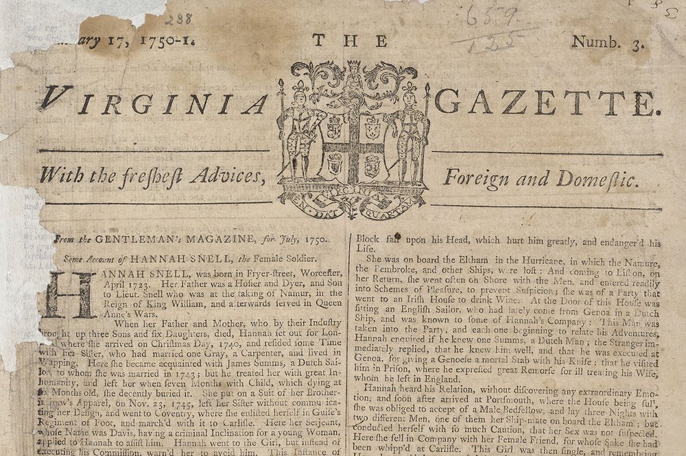 The First Virginia Gazette - Colonial Williamsburg